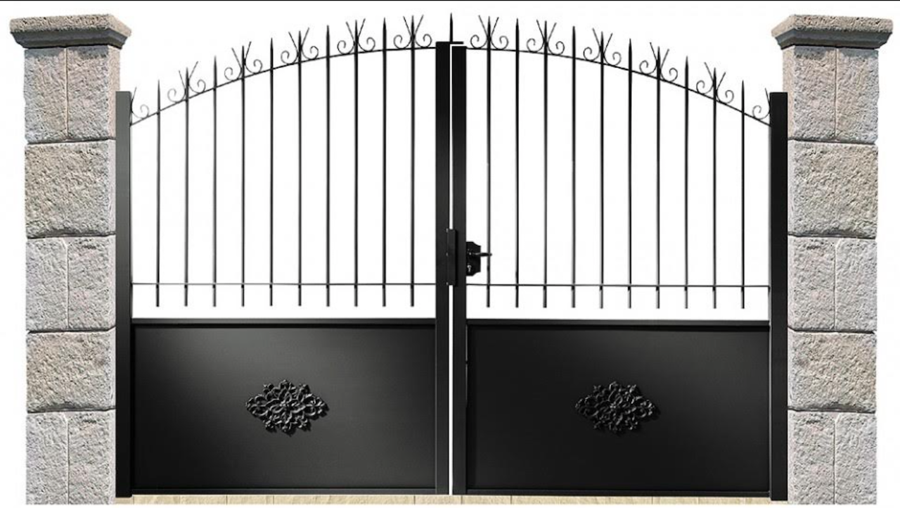 Fabricant, portail, portillon, grille, clôture, en, fer, forgé ...